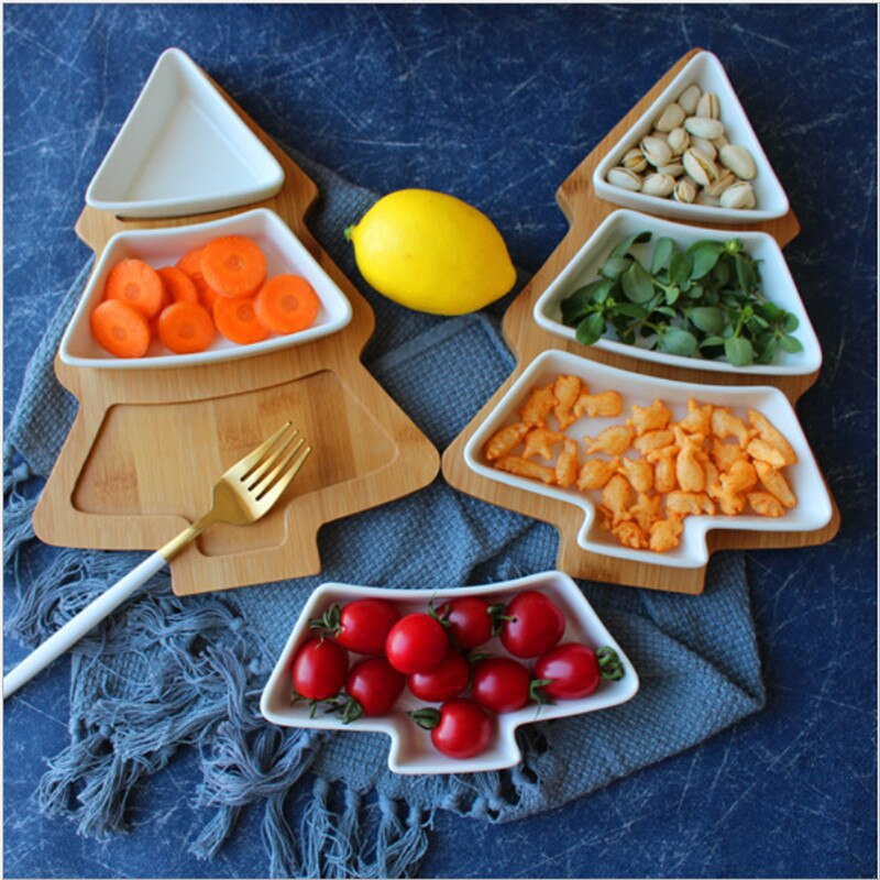 28cm full set ceramic bamboo Christmas tree tray S... – Vicedeal