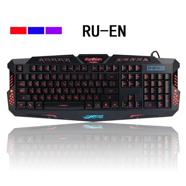Gaming Backlight Toetsenbord LED Russisch/Engels L... – Vicedeal