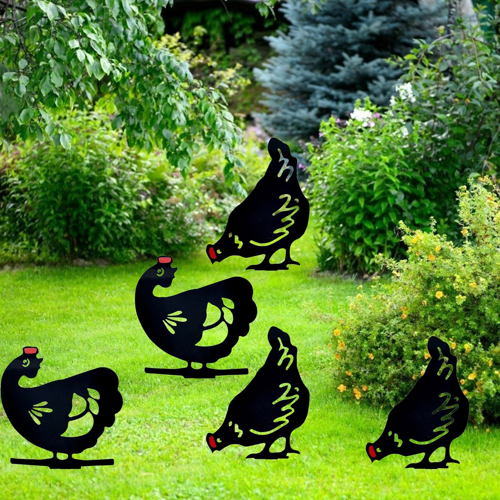 25#5pc Hen Yard Decor Lawn Stakes Gardening Orname... – Grandado