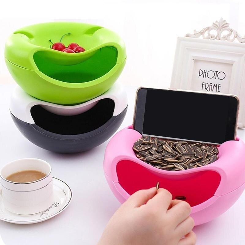 Lazy Snack Bowl Plastic Double-Layer Snack And Fru... – Vicedeal