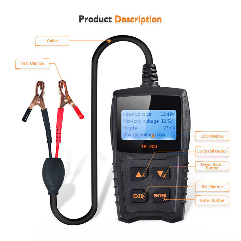 TP-200 12V Battery Tester Diagnostic Scan Analyzer... – Vicedeal