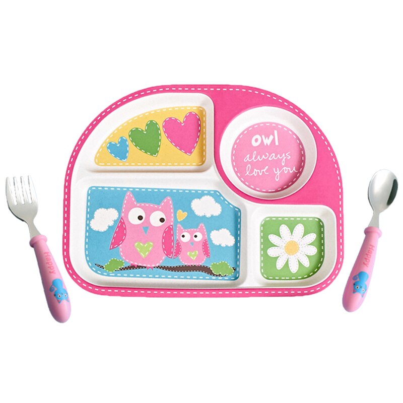 Baby Feeding Plate Cute Cartoon Printing Divided K... – Grandado