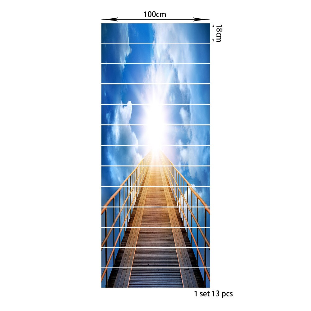 3D Aerial Wooden Bridge Stairs Stickers Home Decor... – Vicedeal