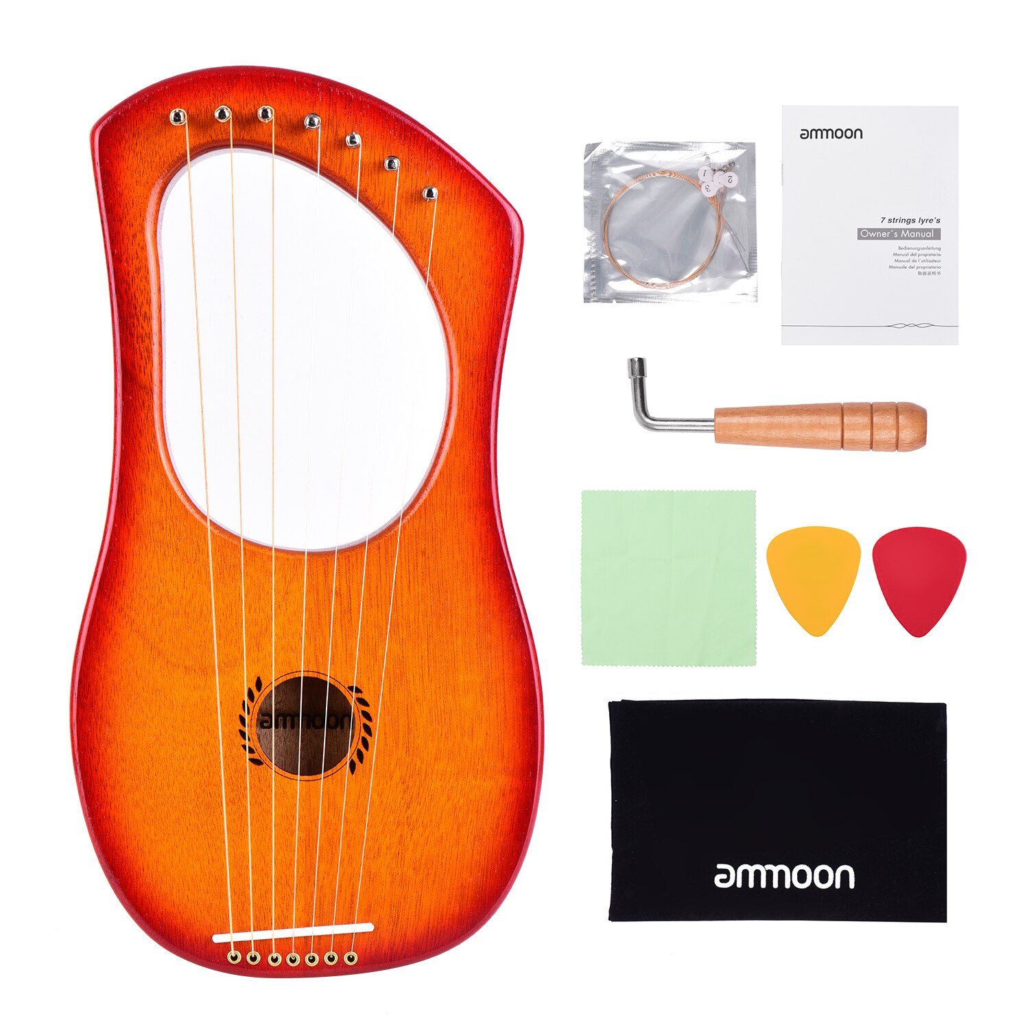 ammoon 7-String Lyre Harp Ancient Style Lyres Okou... – Vicedeal