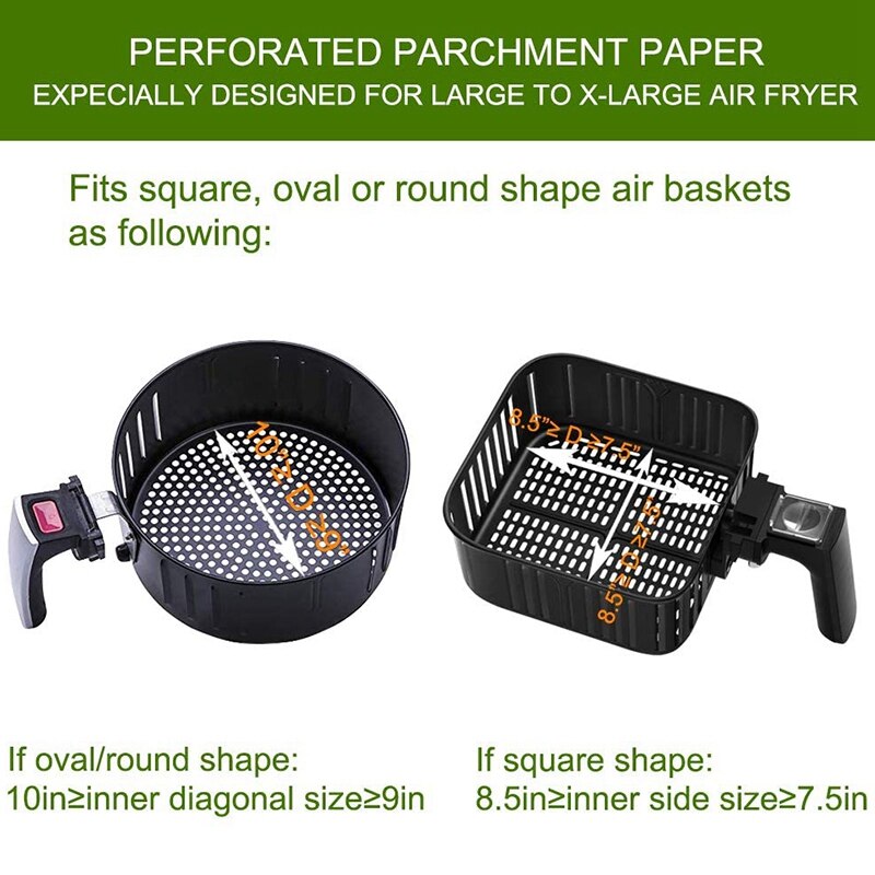 Air Fryer Pads, 200 Sheets, 7.5 Inch Unbleached Square Air Fryer Pads ...