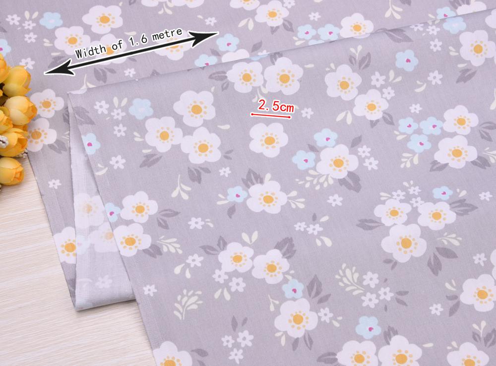 Grønn grå blomst 100% bomull twill stoff, lappete... – Grandado