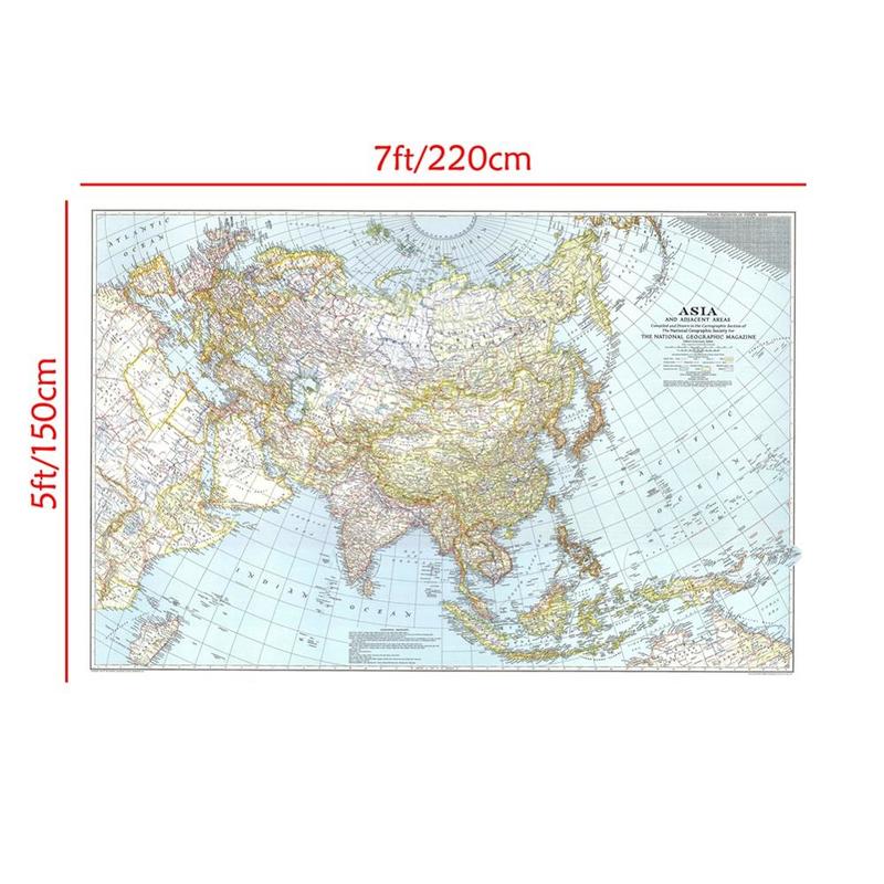 5x7ft Non-woven Spray Map of Asia Home Office Wall... – Grandado