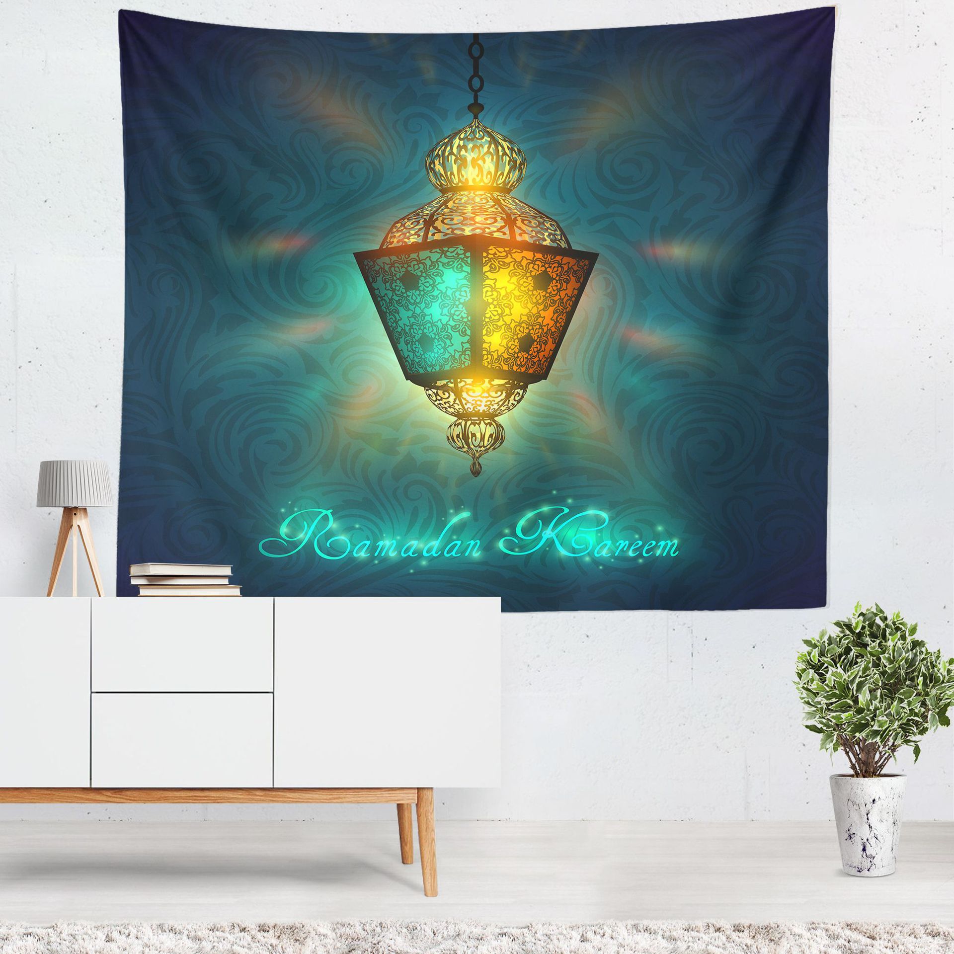 Ramadan Color Lantern Tapestry for Bedroom Eid Mub... – Grandado