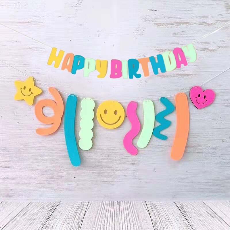 Non Woven Banner Happy Birthday Decorations Smiley... – Grandado