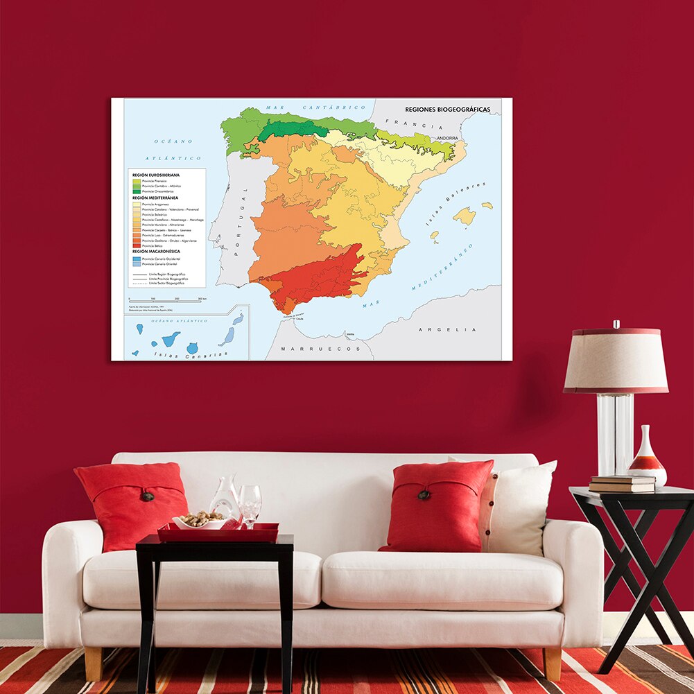 150*100cm Map of The Spain (In Spanish ) Wall Art ... – Grandado