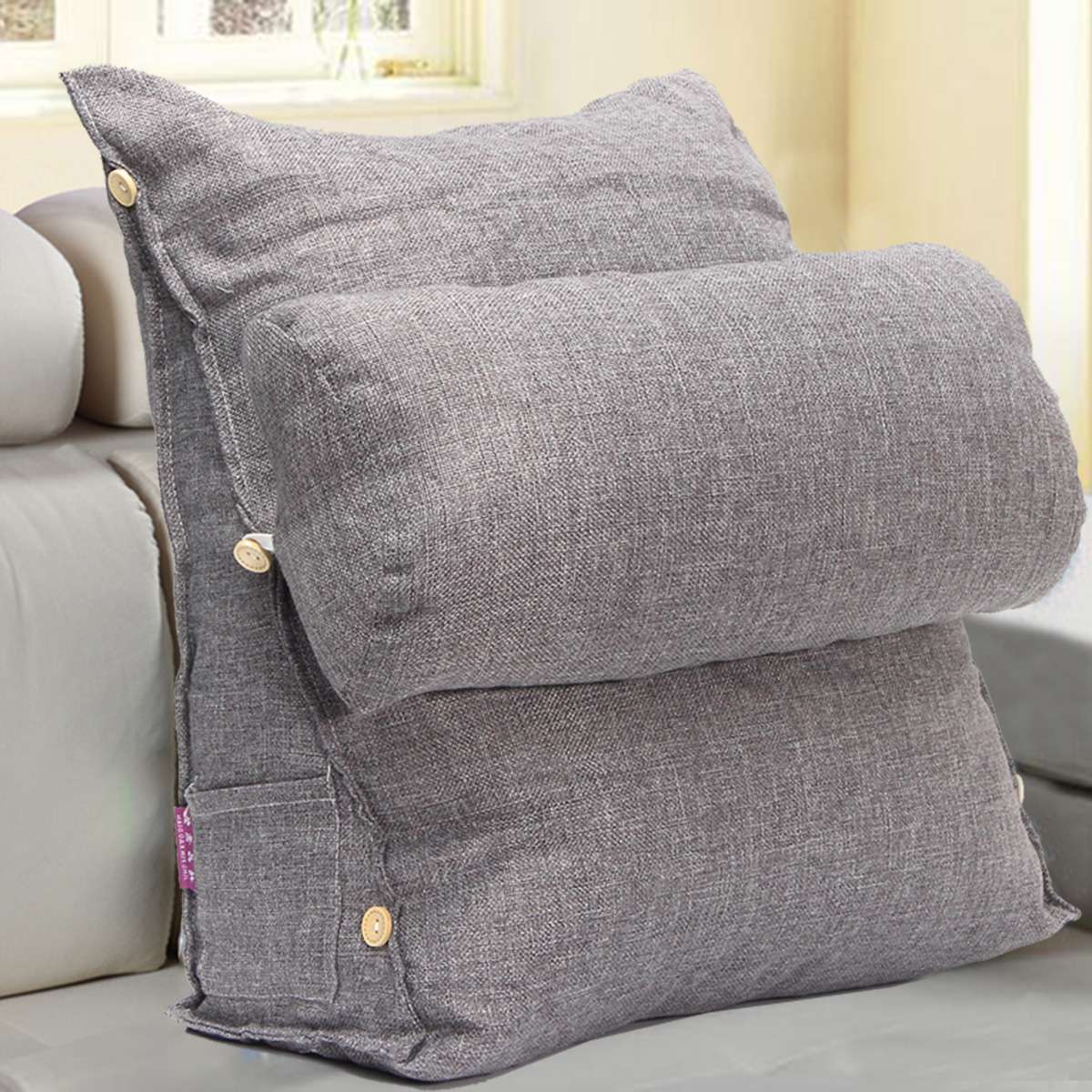 Triangle Sofa Cushion Back Pillow Gray Adjustable ... – Grandado