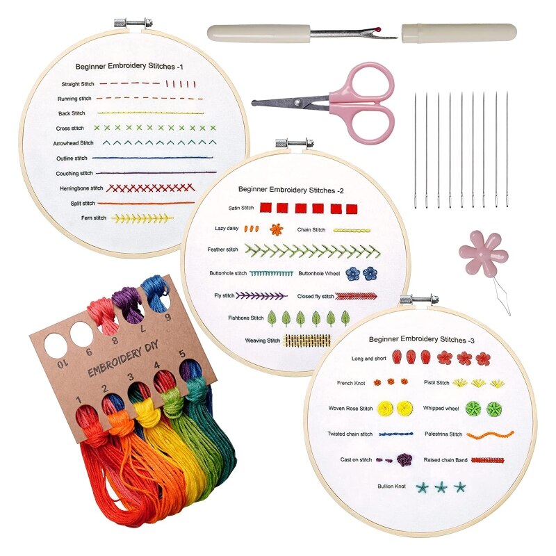 Beginners Embroidery Stitch Practice Kit Bamboo Em... – Vicedeal