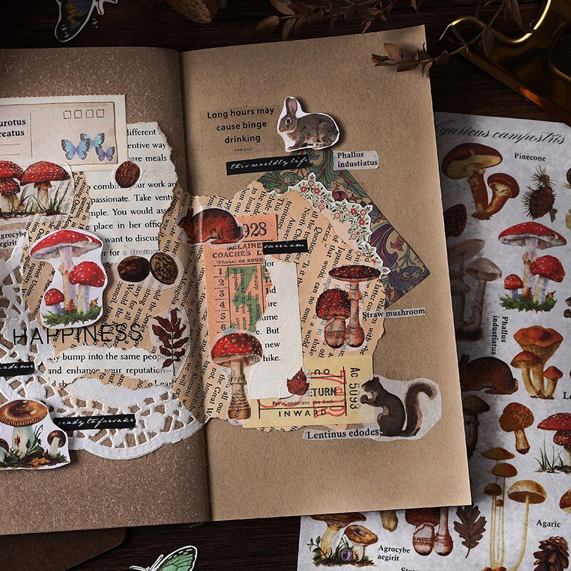 1pcs/pack Mushroom Retro Forest Plant Stickers Aes... – Grandado