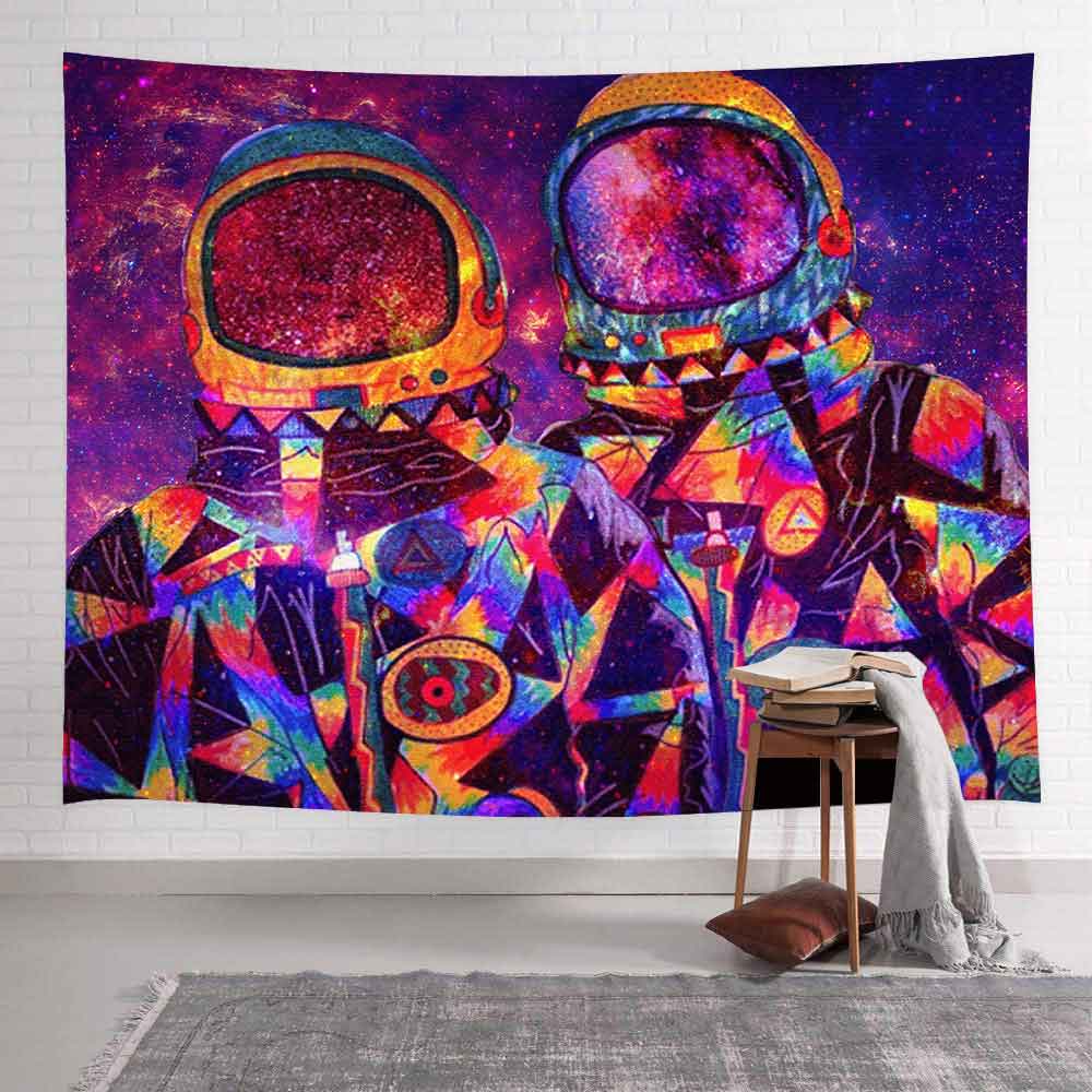 Simsant Psychedelic Astronaut Tapestry Burning Fla... – Grandado