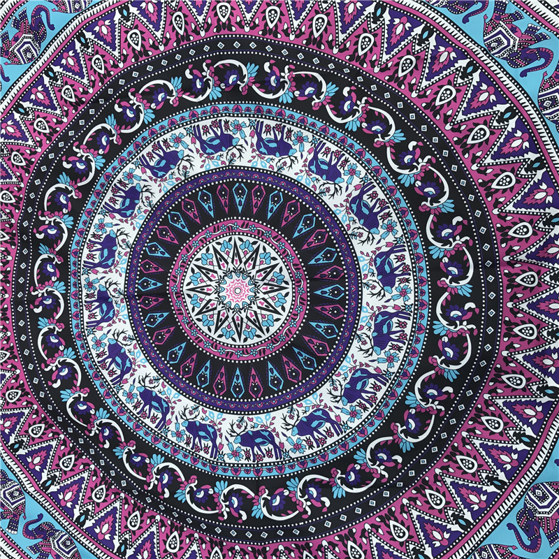 Indian Elephant Type Round Scarve Mandala Tapestry... – Grandado