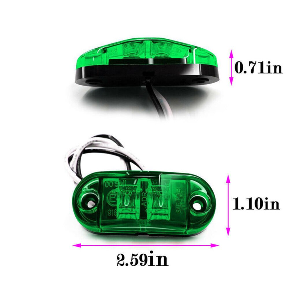 PC Lens Side Marker Light Oval Green LED For Truck... – Grandado