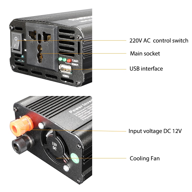 car inverter voltage inverter 12 v 220 v 1500W power inverter Modified ...