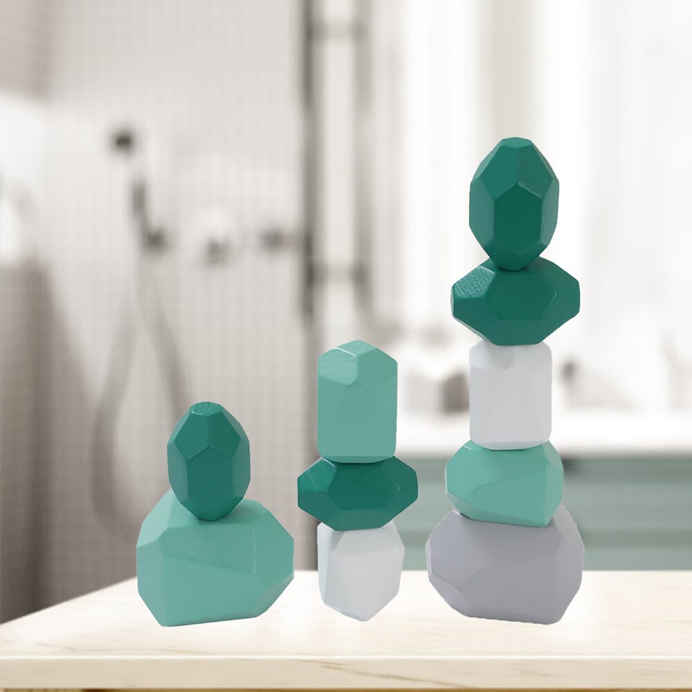 Kids Wooden Colored Stone Building Block Education... – Vicedeal