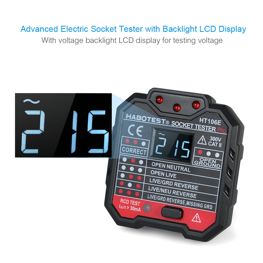 Digital Socket Tester Automatic Earth Wiring Detec... – Grandado