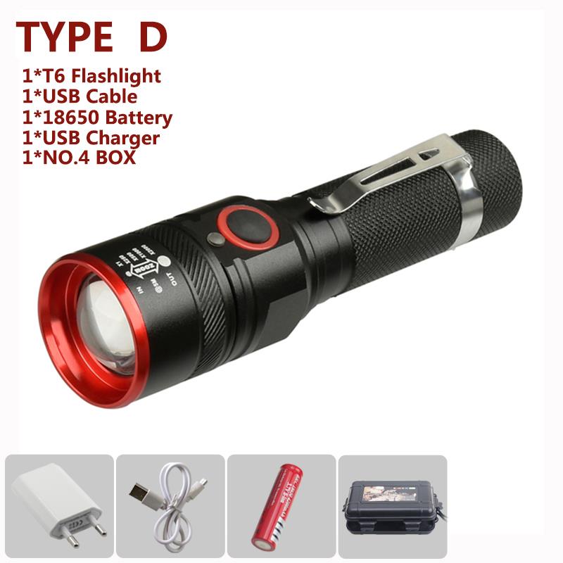 6000 Lumens Flashlight USB Rechargeable T6 LED Fla... – Grandado