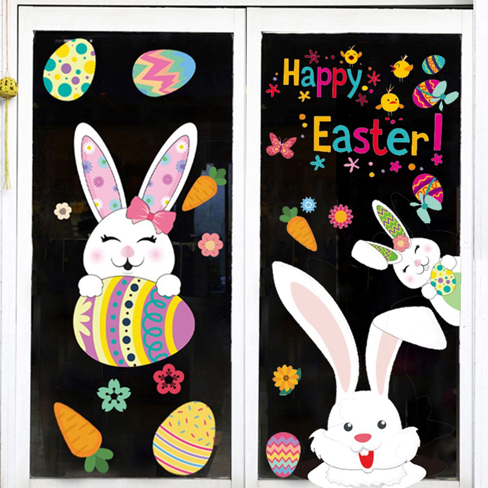 Happy Easter Electrostatic Window Stickers Rabbit ... – Grandado