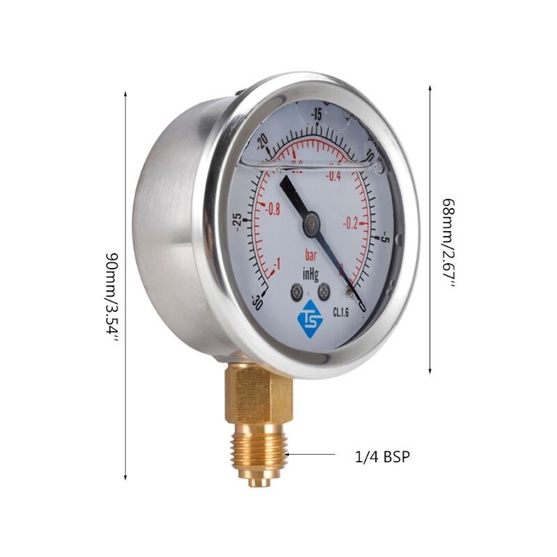 Compound Pressure Vacuum Gauge Glycerine Filled -1... – Grandado