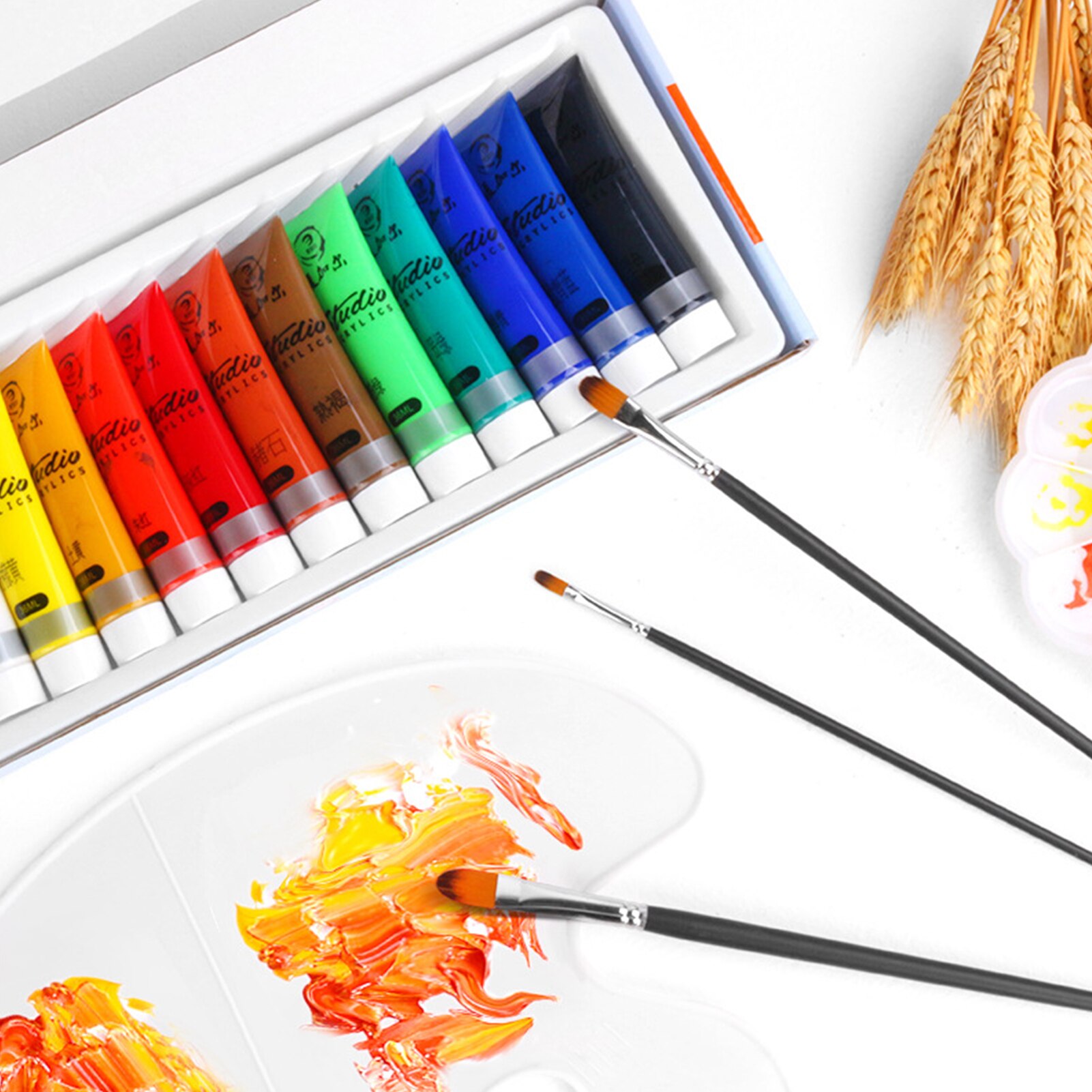 24 Colors Acrylic Paint Set 36ml Each Tube Rich Pi... – Grandado