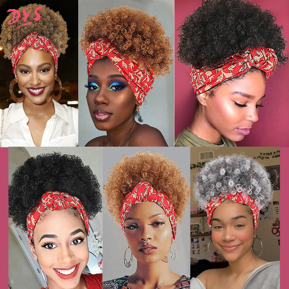 High Puff Turban Ponytail Short Afro Kinky Curly P... – Grandado