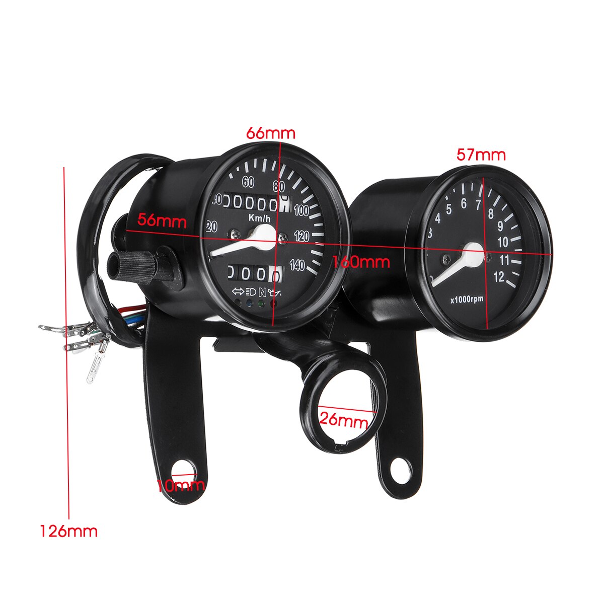 12V Motorrad Dual Messgerät 13000 RPM Tachometer K... – Grandado