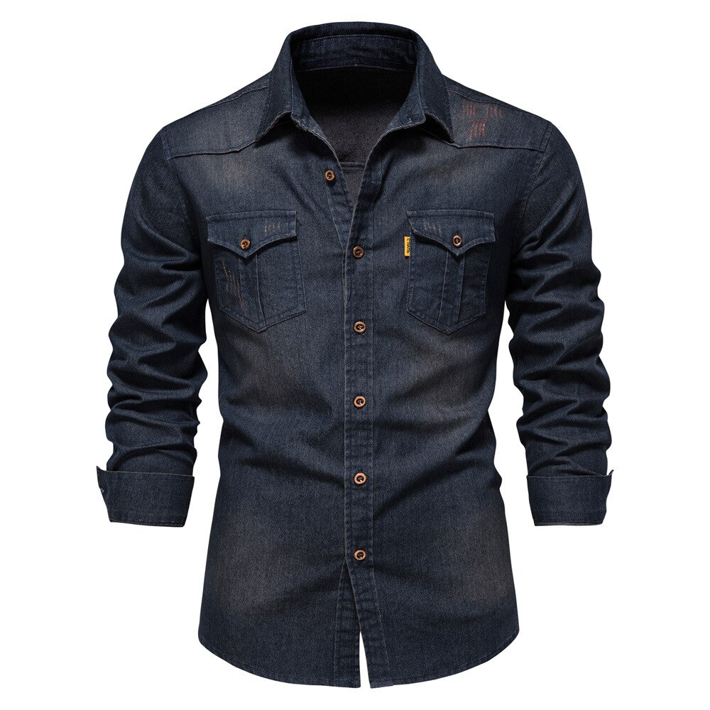 Mannen Denim Shirts Slim Fit Masculina Business Ma... – Grandado