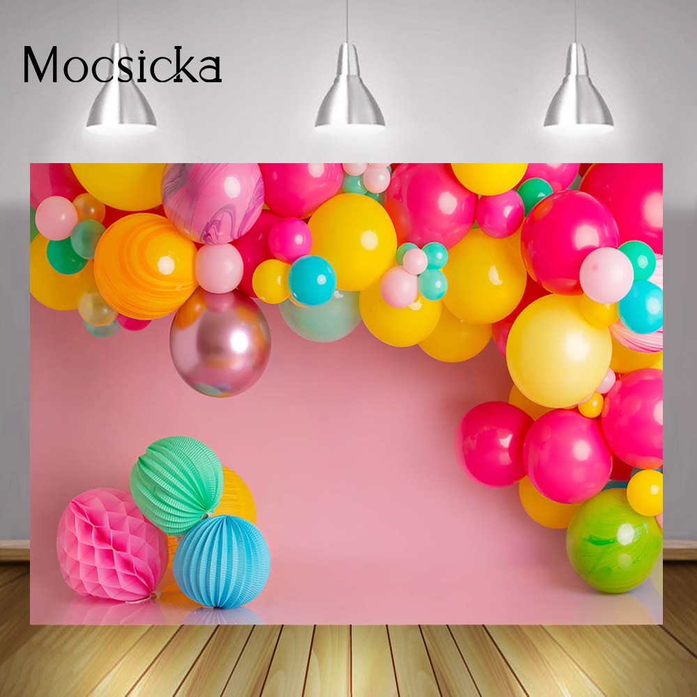 Colorful Balloons Children Birthday Cake Smash Bac... – Grandado