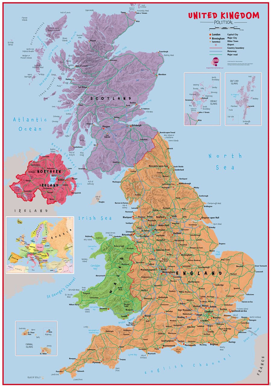 Political Map Of Great Britain Colorful Canvas Pri... – Grandado