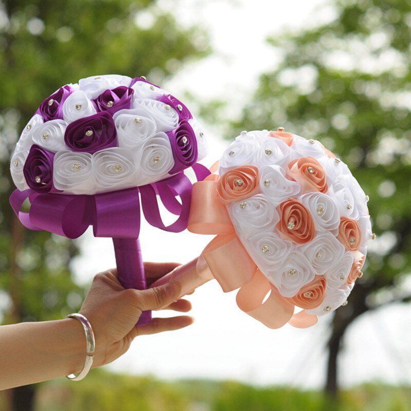 Beautiful White Crystal Roses Pearl Bridesmaid Pur... – Grandado