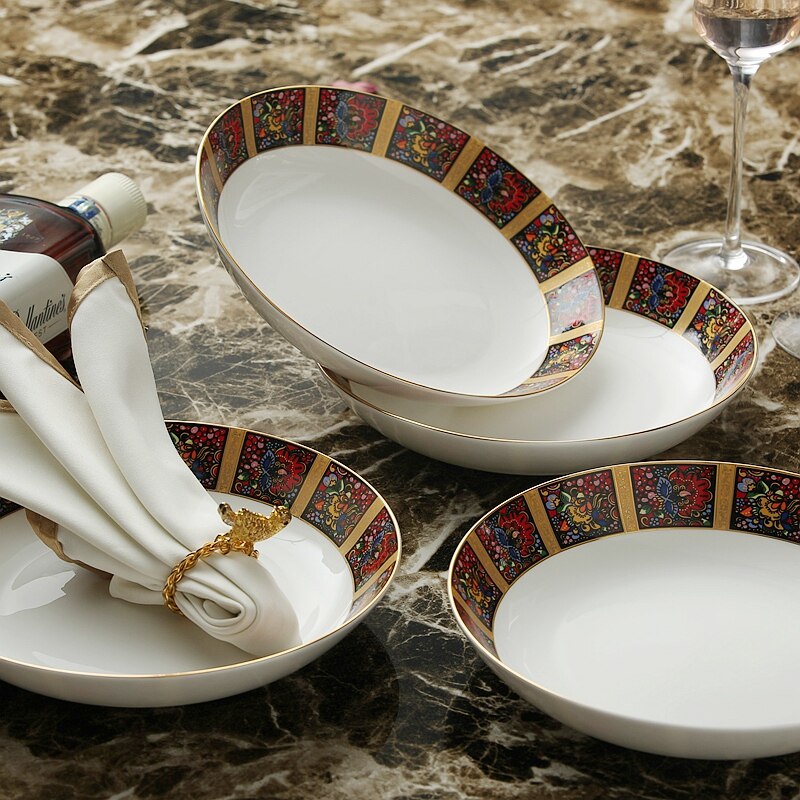 4pcs set, 8inch, fine bone china dinner plates set... – Grandado