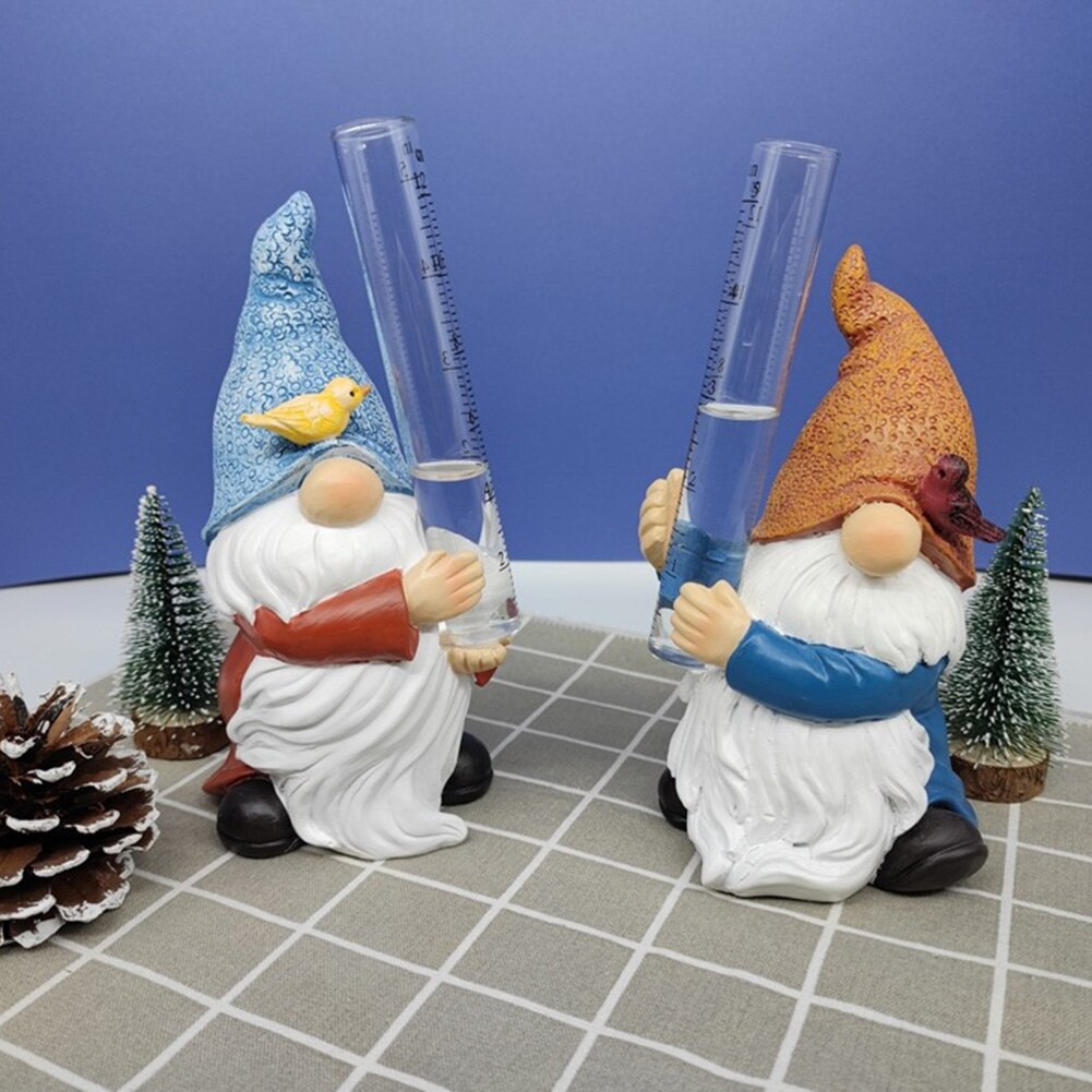 Resin Garden Gnome Rain Gauge Statue Dwarfs Figuri... – Grandado