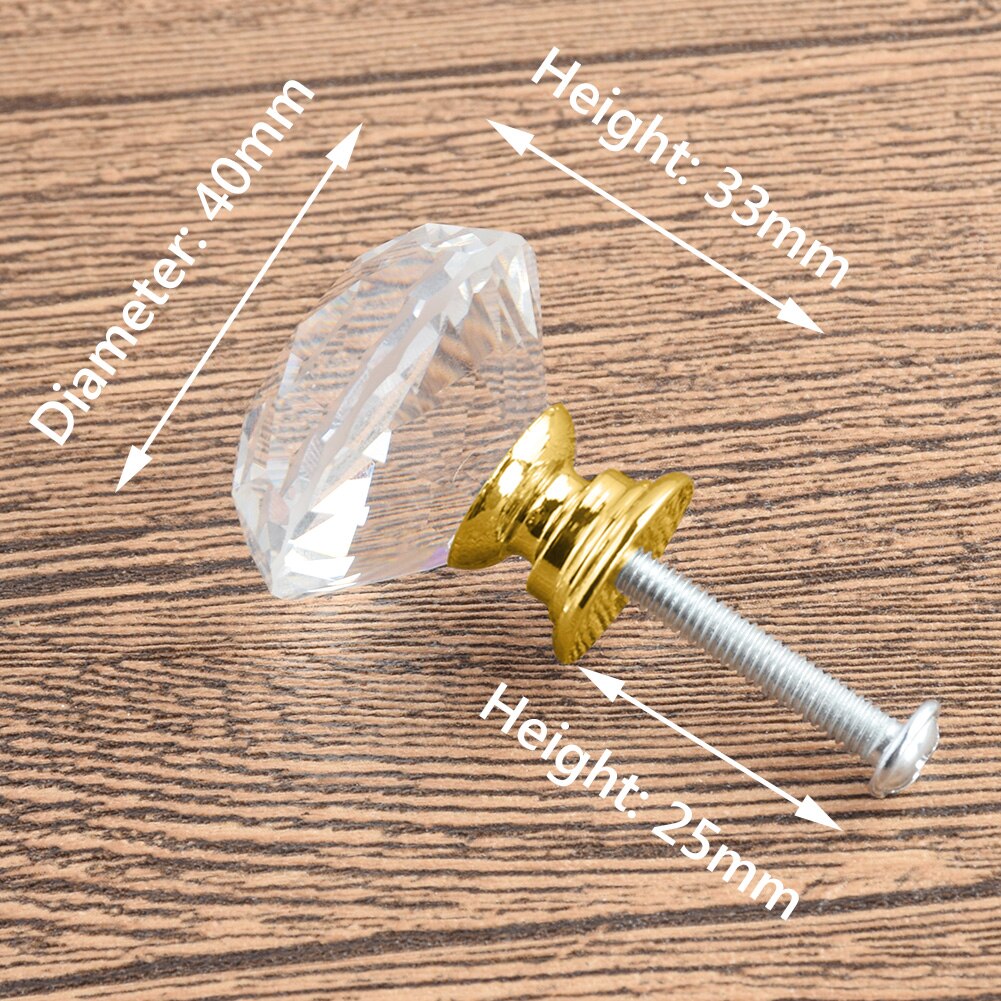 20mm 30mm 40mm Diamond Shape Crystal Glass Knobs C... – Vicedeal