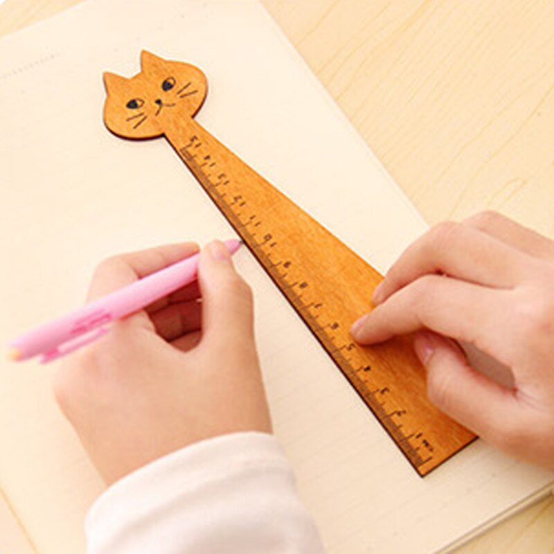2pcs 15cm Cute Cat Wooden Rulers Kawaii Stationery... – Grandado