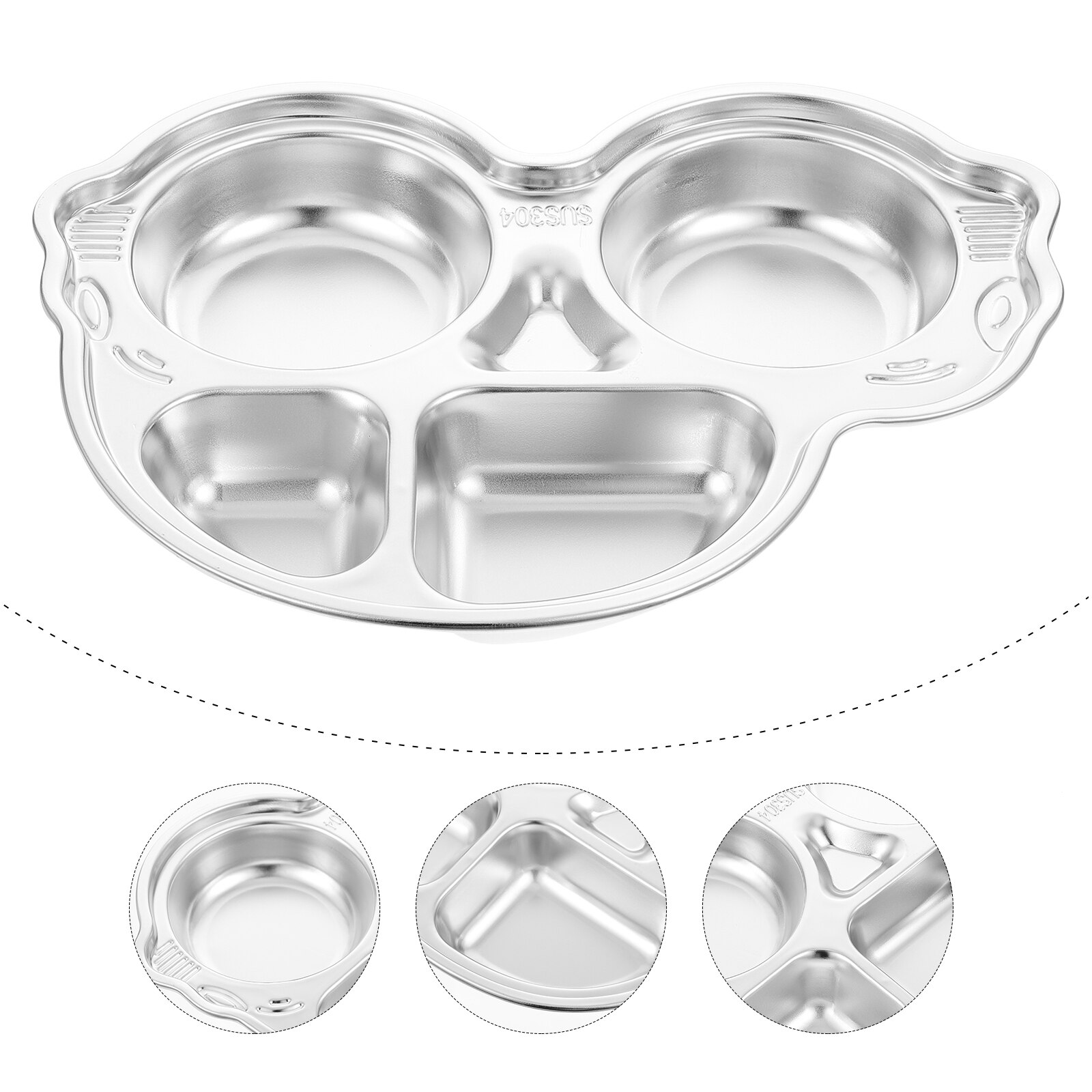 1pc Kids Dinner Plate 304 Stainless Steel Food Pla... – Vicedeal
