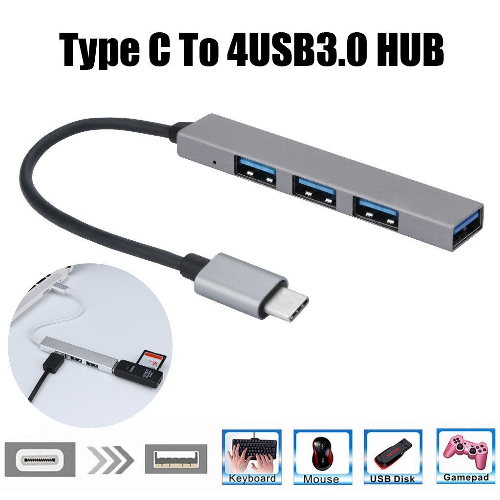 Type C 4-port USB 3.0 Hub Type-C To 4 USB HUB Expa... – Vicedeal