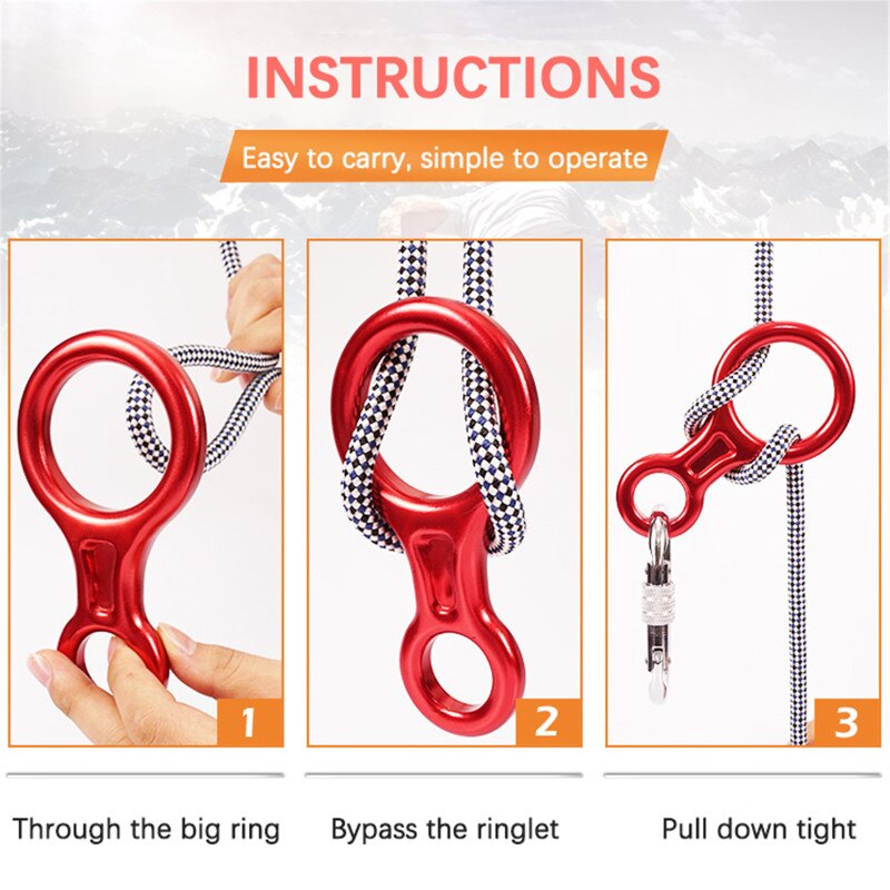 Rock Climbing Descender 35KN Figure 8 Word Rope De... – Grandado