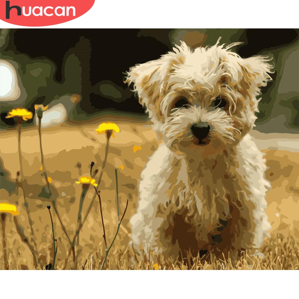 HUACAN Dog Animal Painting By Numbers Kits Drawing... – Grandado