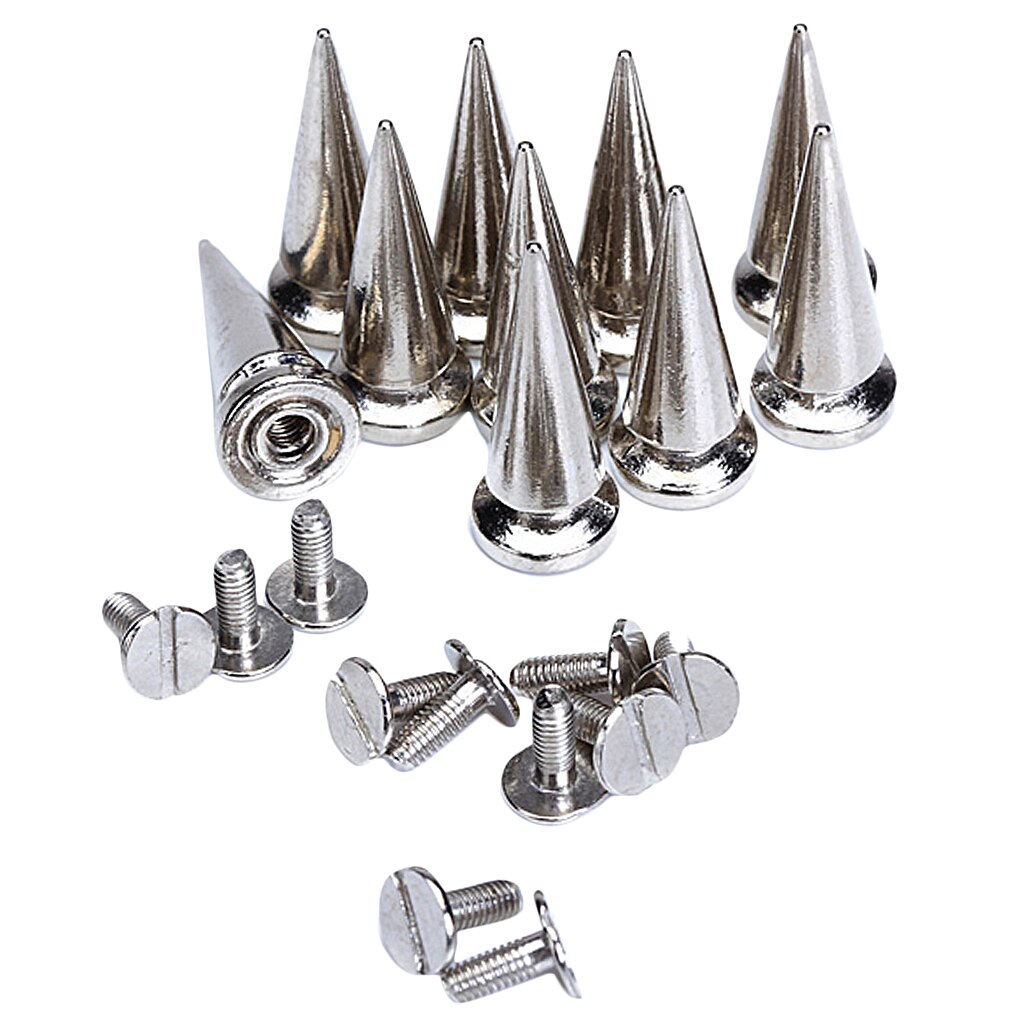 10 Sets 25mm Nickel Plated Cone Spikes Studs Silve... – Vicedeal