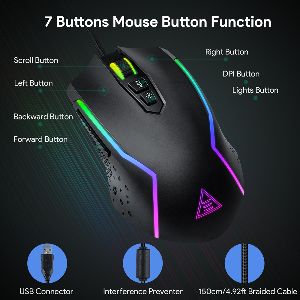 EKSA EM100 RGB Gaming Mouse Gamer USB Wired Gaming... – Vicedeal