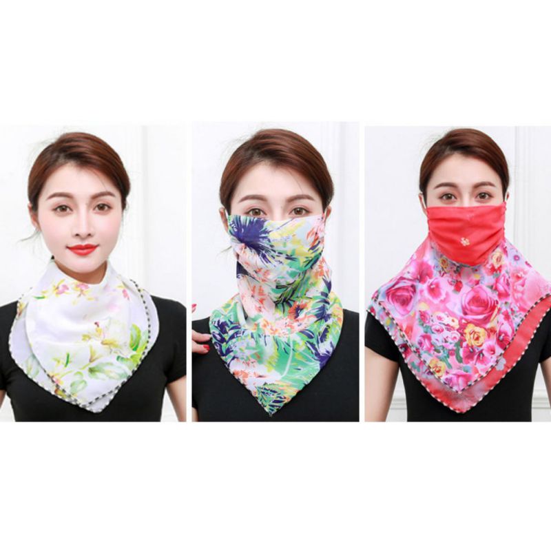 Face Scarf Sun Protection Triangle Silk Scarf Neck... – Grandado