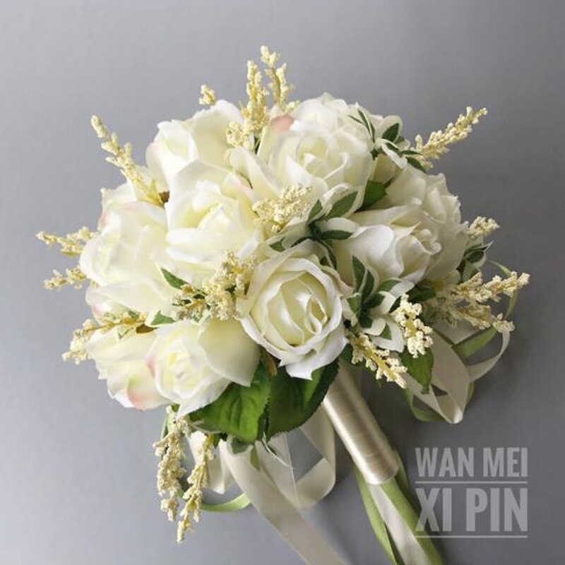 Brudbuketter av vita handgjorda kvinnor bröllop ko... – Vicedeal