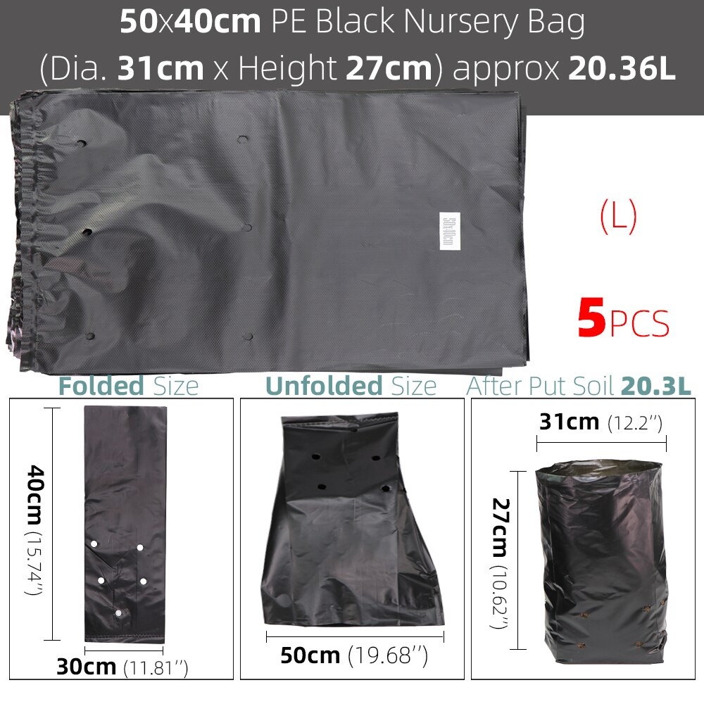 5/10/15pcs PE Plastic Planting Bag Black Nursery B... – Grandado