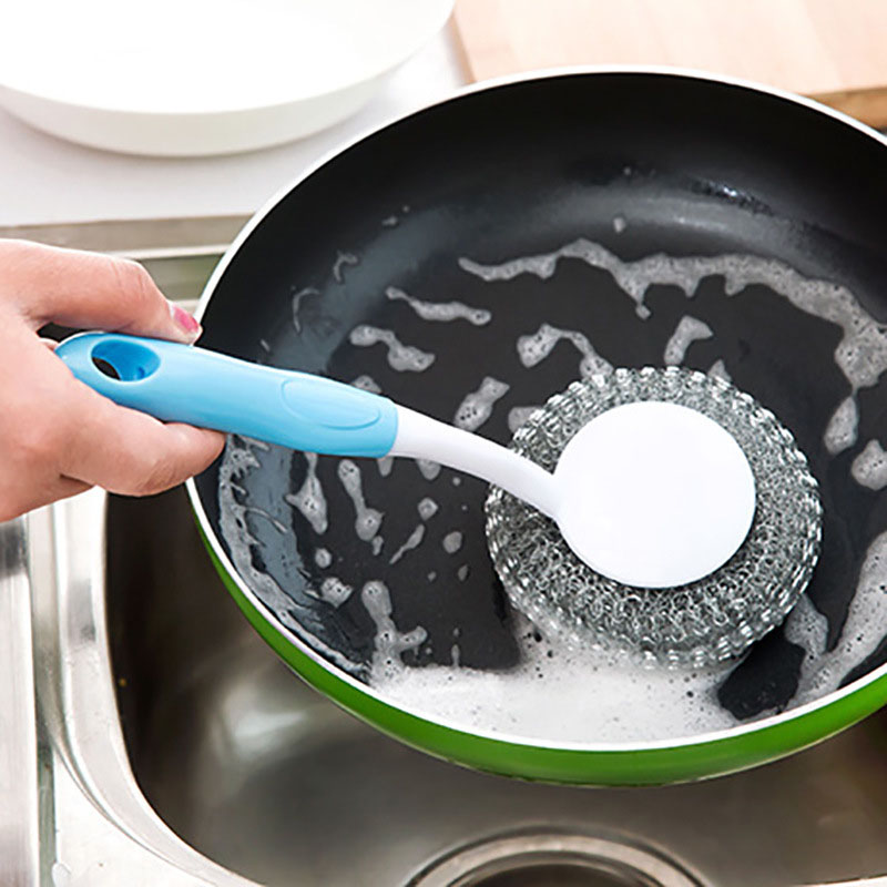 kitchen hanging cleaning brush long handle steel b... – Vicedeal