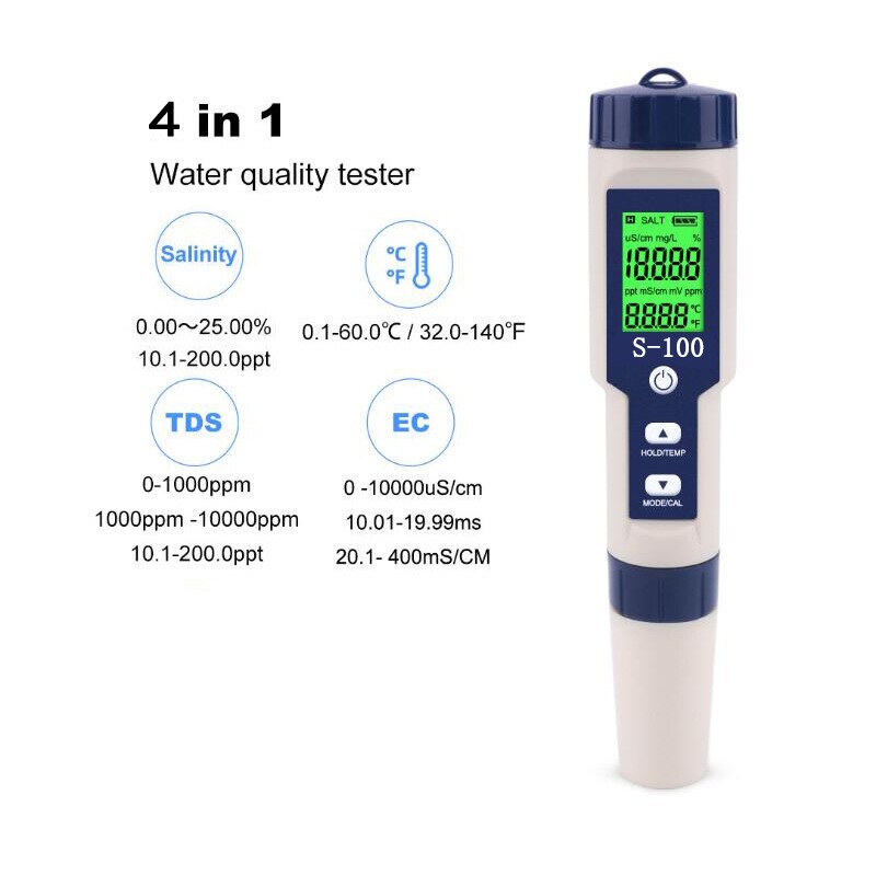 4 in 1 TEMP TDS EC Salinity meter Water test Elect... – Grandado