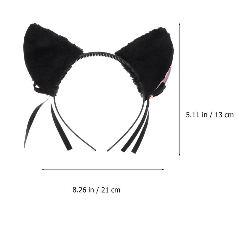 1 pc Cat Ear Headband Black Plush Cute Bowknot Hai... – Grandado