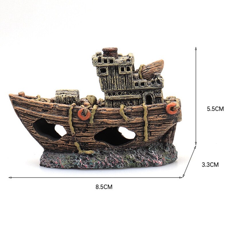 Home Resin Aquarium Ornament Wreck Sunk Ship Aquar... – Vicedeal